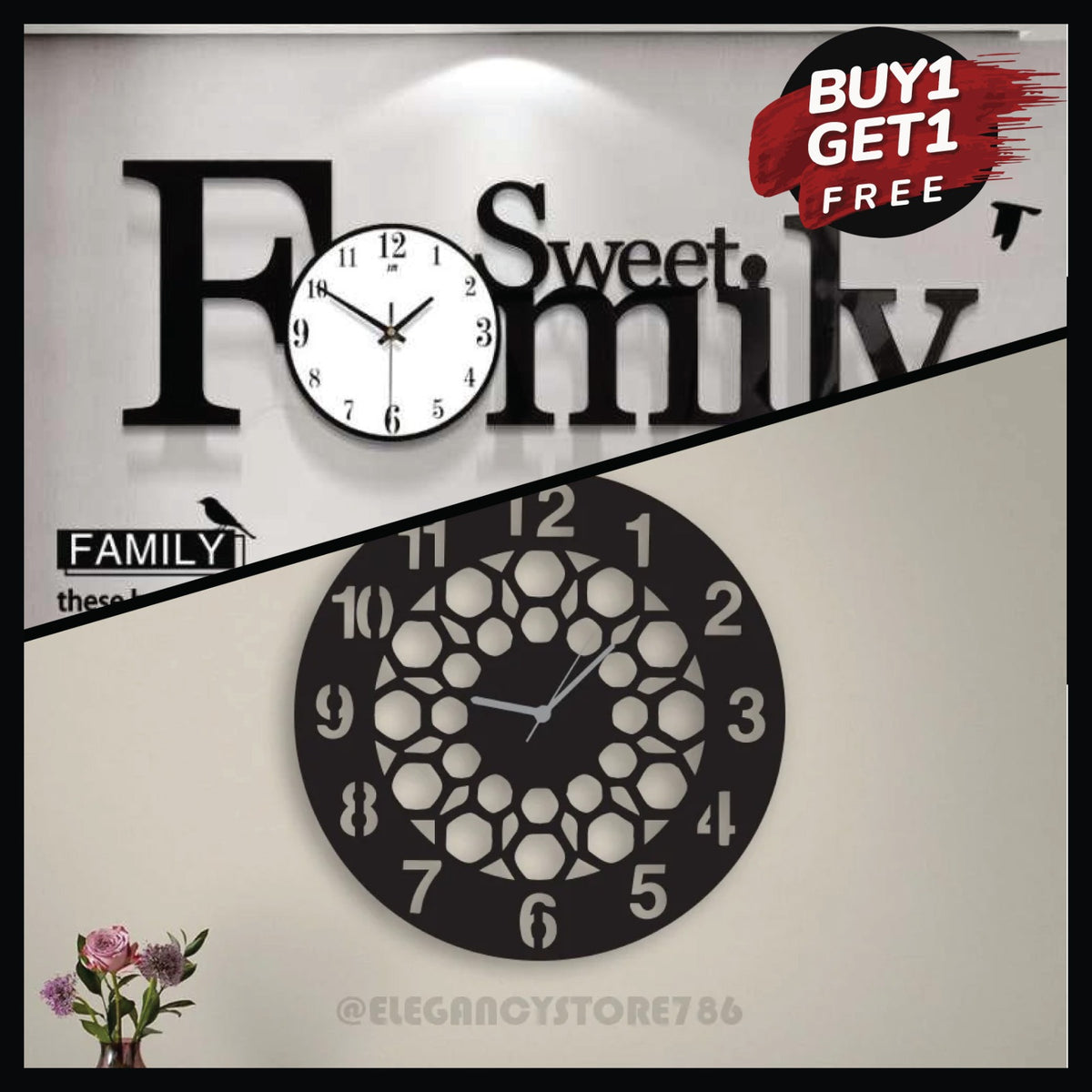 Wooden Wall Clock Combo 9 – elegancystore.com